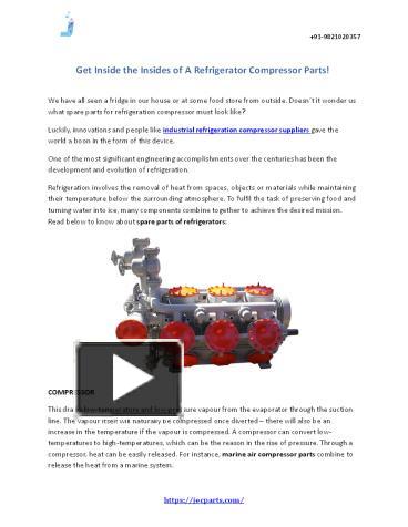 Get Inside the Insides of A Refrigerator Compressor Parts! presentation ...