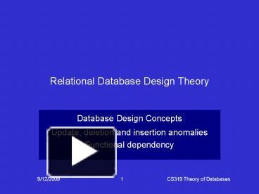 PPT – Relational Database Design Theory PowerPoint presentation | free ...