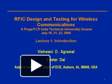 RFIC Design and Testing for Wireless Communications A PragaTI TI India ...