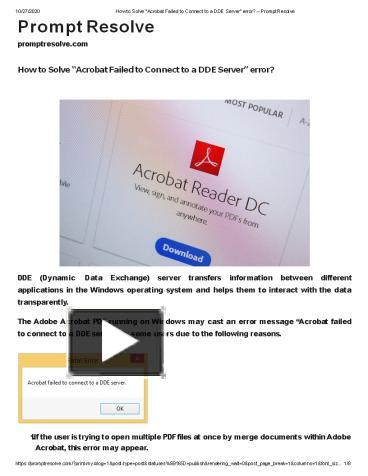 PPT – How to Solve “Acrobat Failed to Connect to a DDE Server” error ...