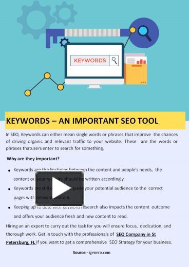 KEYWORDS – AN IMPORTANT SEO TOOL presentation | free to download