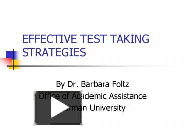 EFFECTIVE TEST TAKING STRATEGIES presentation | free to view