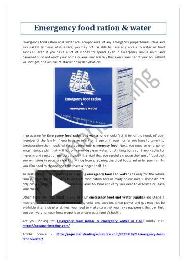 Emergency food ration & water presentation | free to download
