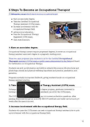 6 Steps To Become an Occupational Therapist presentation | free to download