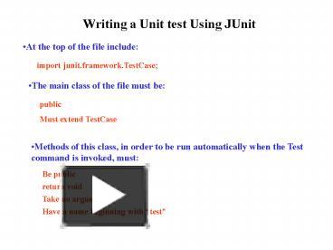Writing a Unit test Using JUnit presentation | free to download