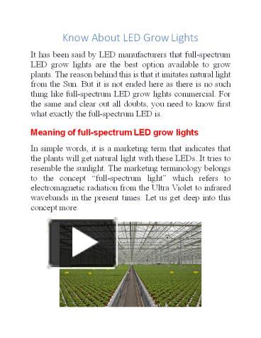 Know About LED Grow Lights presentation | free to download