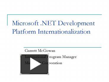 PPT – Microsoft .NET Development Platform Internationalization ...