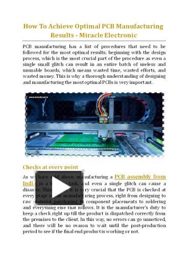 PPT – How To Achieve Optimal PCB Manufacturing Results? - Miracle ...