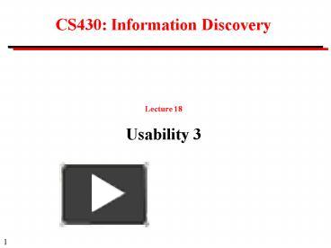 PPT – CS430: Information Discovery PowerPoint presentation | free to ...