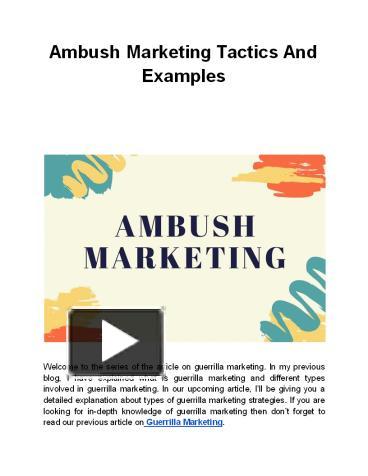 PPT – Ambush Marketing Tactics And Examples PowerPoint presentation ...