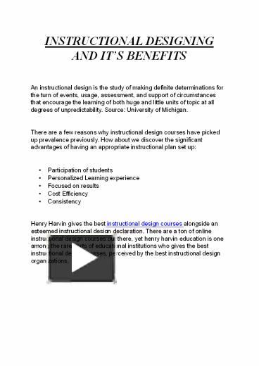PPT – Instructional Design and it's benefits PowerPoint presentation ...