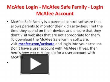 McAfee Login - McAfee Safe Family - Login McAfee Account presentation ...