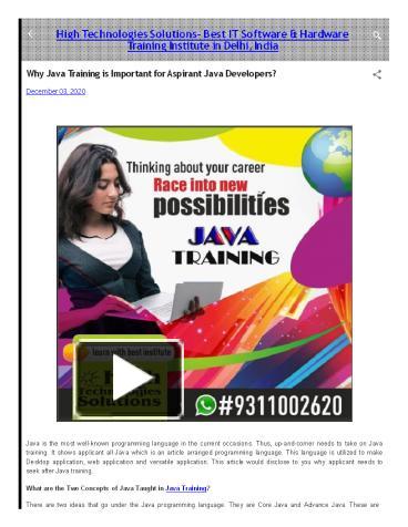 PPT – Advanced Java Training Institute in Delhi-Certified Java Training ...