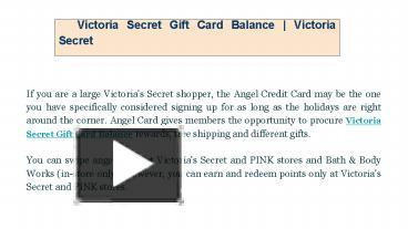 PPT – Victoria Secret Gift Card Balance | Victoria Secret PowerPoint ...