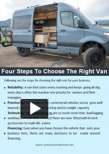PPT – Four Steps To Choose The Right Van PowerPoint presentation | free ...