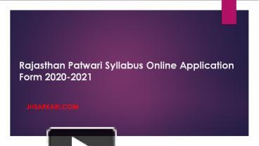PPT – Rajasthan Patwari Syllabus Online Application Form 2020-2021 ...