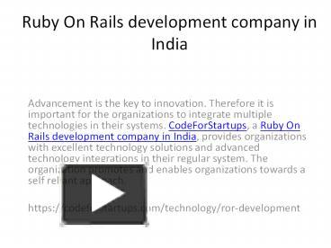 PPT – Ruby On Rails development company in India PowerPoint ...