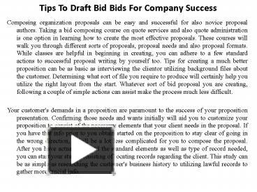 PPT – Tips To Draft Bid Bids For Company Success PowerPoint ...