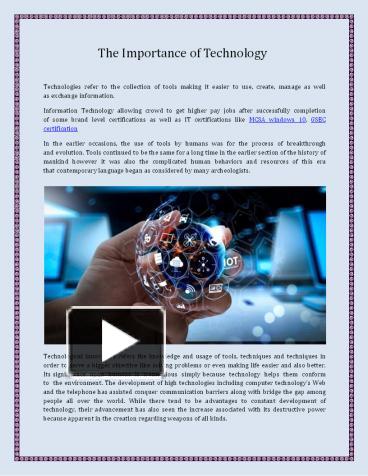The Importance of Technology presentation | free to download