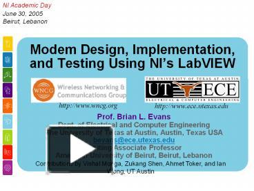 PPT – Modem Design, Implementation, and Testing Using NI PowerPoint ...