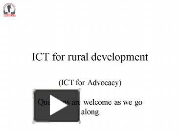 ICT for rural development presentation | free to view