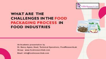 PPT – Challenges in the food packaging process in food industries ...