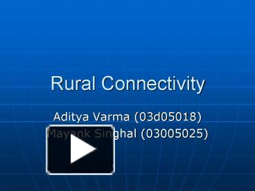 PPT – Rural Connectivity PowerPoint presentation | free to view - id ...