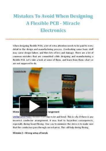 PPT – Mistakes To Avoid When Designing A Flexible PCB - Miracle ...
