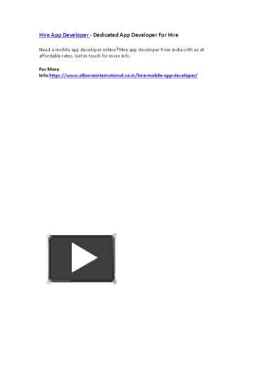 PPT – Hire App Developer - Dedicated App Developer For Hire PowerPoint ...