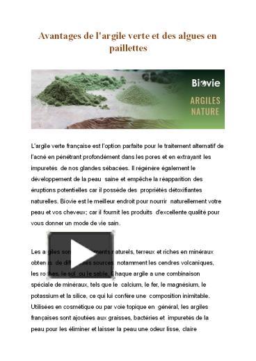 PPT – Avantages de l'argile verte et des algues en paillettes ...
