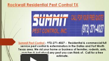 Rockwall Residential Pest Control TX presentation | free to download