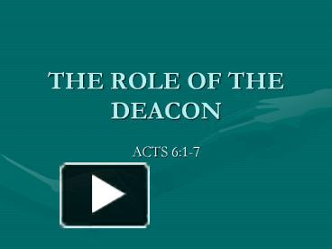 THE ROLE OF THE DEACON presentation | free to download
