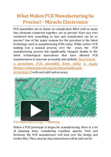 PPT – What Makes PCB Manufacturing So Precise - Miracle Electronics ...