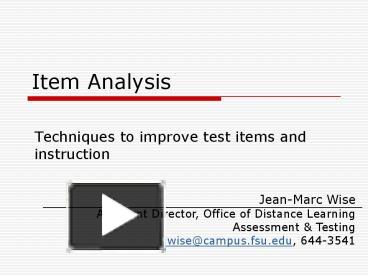 Item Analysis presentation | free to view