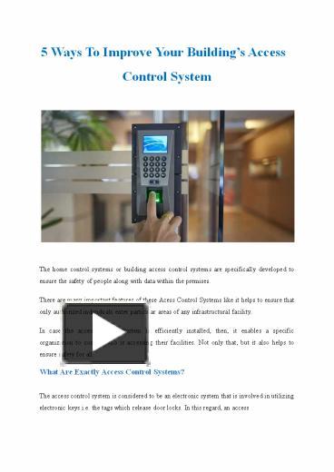 PPT – 5 Ways To Improve Your Building’s Access Control System ...