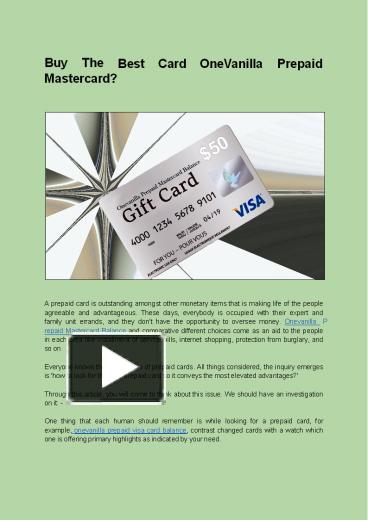 Buy The Best Card OneVanilla Prepaid Mastercard? presentation | free to ...
