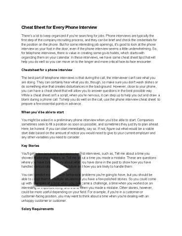 Cheat Sheet for Every Phone Interview presentation | free to download