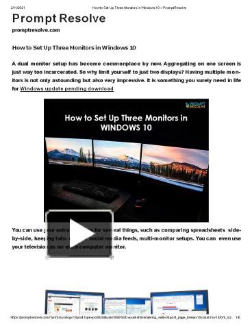 How to Set Up Three Monitors in Windows 10 presentation | free to download