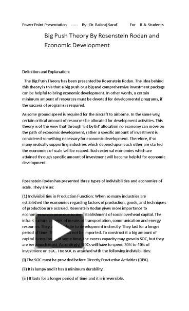 Big Push Theory presentation | free to download