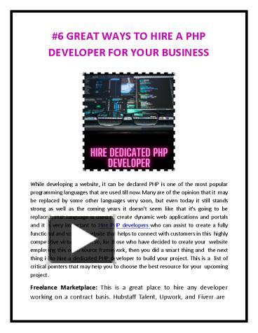 PPT – 6 GREAT WAYS TO HIRE A PHP DEVELOPER FOR YOUR BUSINESS-converted ...