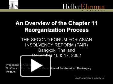 An Overview of the Chapter 11 Reorganization Process presentation ...
