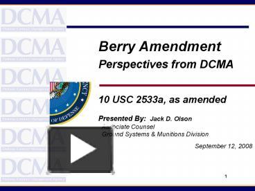 Berry Amendment presentation | free to view