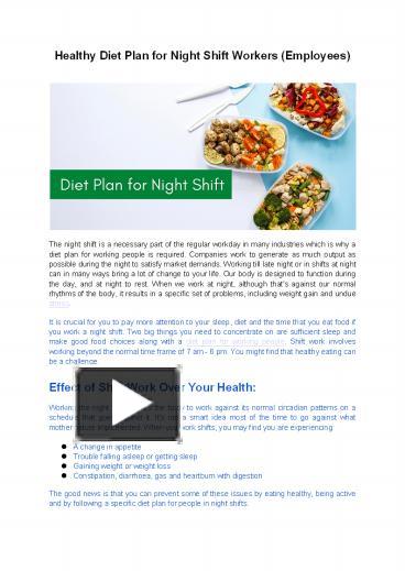 Healthy Diet Plan for Night Shift Workers (Employees) - Go Moringa ...