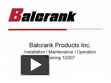 PPT – Balcrank Products Inc. PowerPoint presentation | free to view ...