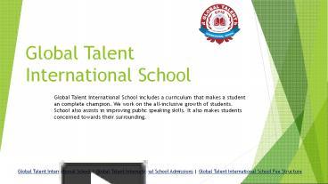 PPT – Global Talent International School, Pune - Ezyschooling ...