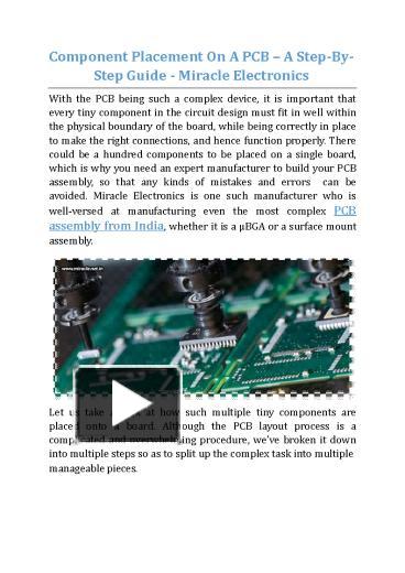 Component Placement On A PCB – A Step-By-Step Guide - Miracle ...