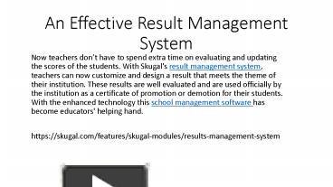 An Effective Result Management System presentation | free to download