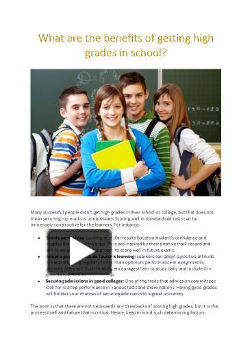 PPT – What are the benefits of getting high grades in school ...