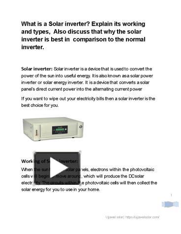 What is a Solar inverter? Why the solar inverter is best in comparison ...