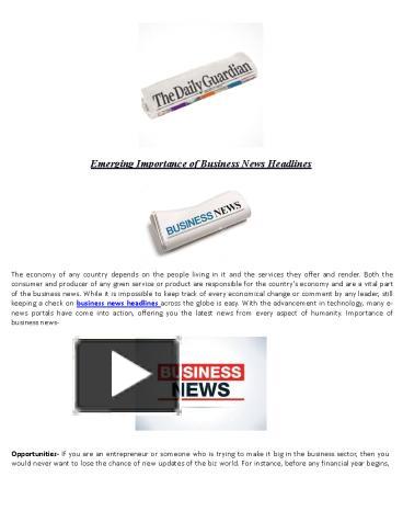 PPT – Emerging Importance of Business News Headlines PowerPoint ...